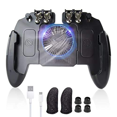 Mobile Game Controller with Cooling Fan/Phone Holder/Finger Sleeves oystick For Android iPhone Mobile Game Pad Trigger Controller Gaming Smartphone of Command Cellphone