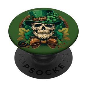 sugar skull st patricks day irish skull leprechaun popsockets swappable popgrip