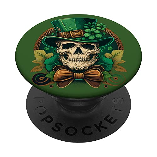 Sugar Skull St Patricks Day Irish Skull Leprechaun PopSockets Swappable PopGrip