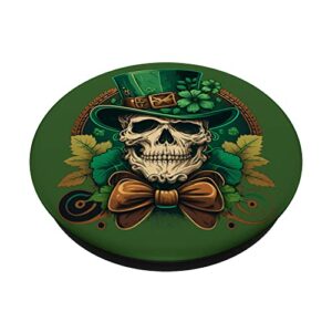 Sugar Skull St Patricks Day Irish Skull Leprechaun PopSockets Swappable PopGrip