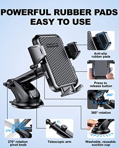 GUANDA TECHNOLOGIES CO., LTD. Cell Phone Stand, Desk Phone Holder, Upgraded Car Mount Phone Holder Dashboard Windshield