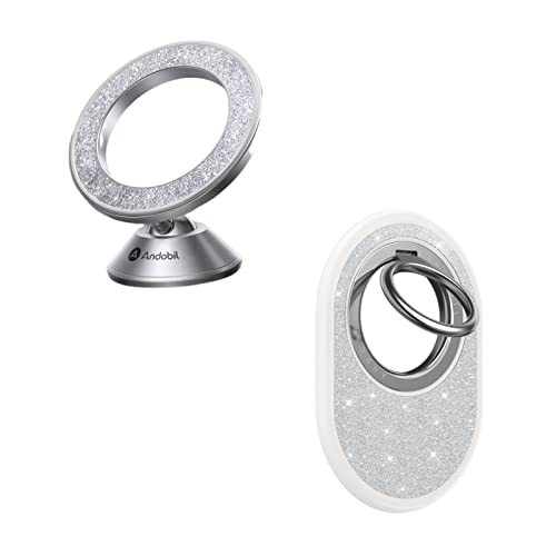 andobil Bling Magnetic Phone Grip & Magnetic Car Mount Compatible with MagSafe iPhone 14 Pro Max 13 12 and All