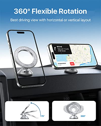 andobil Bling Magnetic Phone Grip & Magnetic Car Mount Compatible with MagSafe iPhone 14 Pro Max 13 12 and All