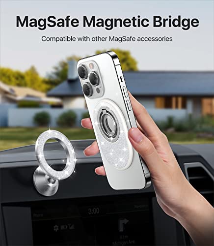 andobil Bling Magnetic Phone Grip & Magnetic Car Mount Compatible with MagSafe iPhone 14 Pro Max 13 12 and All