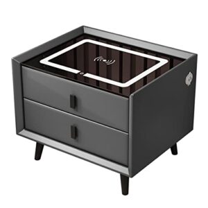 3 drawer bedside table modern bedside furniture with fingerprint lock drawer and sensor led lights for living room bedroom dorm (color : c 2-drawers, size : a no fingerprints)