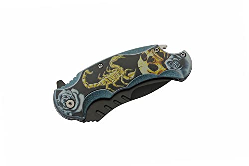 Yellow Scorpion Stainless Steel Blade ABS Handle 4.75 inch EDC Pocket Folding Knife