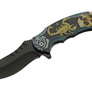 Yellow Scorpion Stainless Steel Blade ABS Handle 4.75 inch EDC Pocket Folding Knife