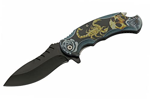 Yellow Scorpion Stainless Steel Blade ABS Handle 4.75 inch EDC Pocket Folding Knife