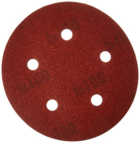 PORTER-CABLE 735501025 5-Inch Hook & Loop Sandpaper, 100 Grit with 5 Holes (25-Pack)