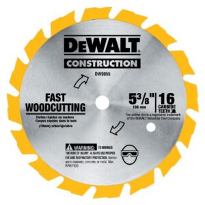 dewalt circular saw blade, 5 3/8 inch, 16 tooth, wood cutting (dw9055)