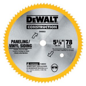 dewalt circular saw blade, 5 3/8 inch, 80 tooth, vinyl cutting (dw9053)