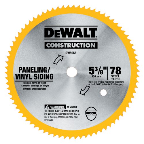 DEWALT Circular Saw Blade, 5 3/8 Inch, 80 Tooth, Vinyl Cutting (DW9053)