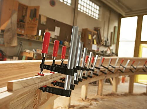 BESSEY Light Duty Tradesman's Bar Clamp - 2.5x12 In - TGJ2.512 - Woodworking Clamps with Wooden Handle, Ideal for Home Improvement & Workbench Projects, carpentry and Cabinetry, Black & Red