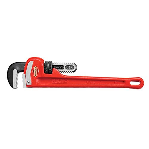 RIDGID 31020 Model 14 Heavy-Duty Straight Pipe Wrench, 14-inch Plumbing Wrench, Red