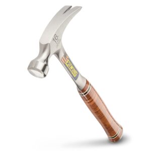 estwing hammer - 16 oz straight rip claw with smooth face & genuine leather grip - e16s