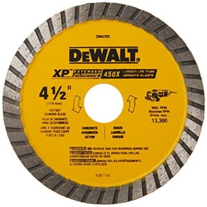 dewalt diamond blade, dry or wet cutting, continuous rim, 7/8-inch arbor, 4-1/2-inch (dw4701)