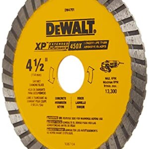 DEWALT Diamond Blade, Dry or Wet Cutting, Continuous Rim, 7/8-Inch Arbor, 4-1/2-Inch (DW4701)