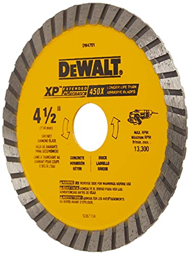 DEWALT Diamond Blade, Dry or Wet Cutting, Continuous Rim, 7/8-Inch Arbor, 4-1/2-Inch (DW4701)