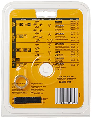 DEWALT Diamond Blade, Dry or Wet Cutting, Continuous Rim, 7/8-Inch Arbor, 4-1/2-Inch (DW4701)