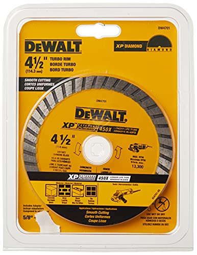 DEWALT Diamond Blade, Dry or Wet Cutting, Continuous Rim, 7/8-Inch Arbor, 4-1/2-Inch (DW4701)