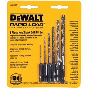 DEWALT DW2551 6 Piece 1/16-Inch to 1/4-Inch Hex Shank Twist Drill Assortment