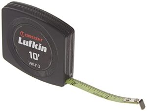 crescent lufkin 1/4" x 10' pee wee yellow clad pocket tape measure - w6110 , black