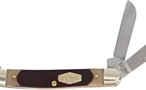 Imperial Old Timer 108OT Junior 4.7in Traditional Folding Pocket Knife with 3 High Carbon Stainless Steel Blades, Ergonomic Sawcut Handle, and Convenient Size for EDC, Hunting, Camping, Whittling, and Outdoors, Brown