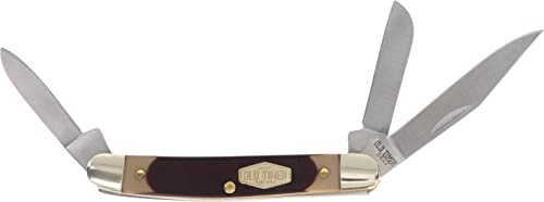 Imperial Old Timer 108OT Junior 4.7in Traditional Folding Pocket Knife with 3 High Carbon Stainless Steel Blades, Ergonomic Sawcut Handle, and Convenient Size for EDC, Hunting, Camping, Whittling, and Outdoors, Brown