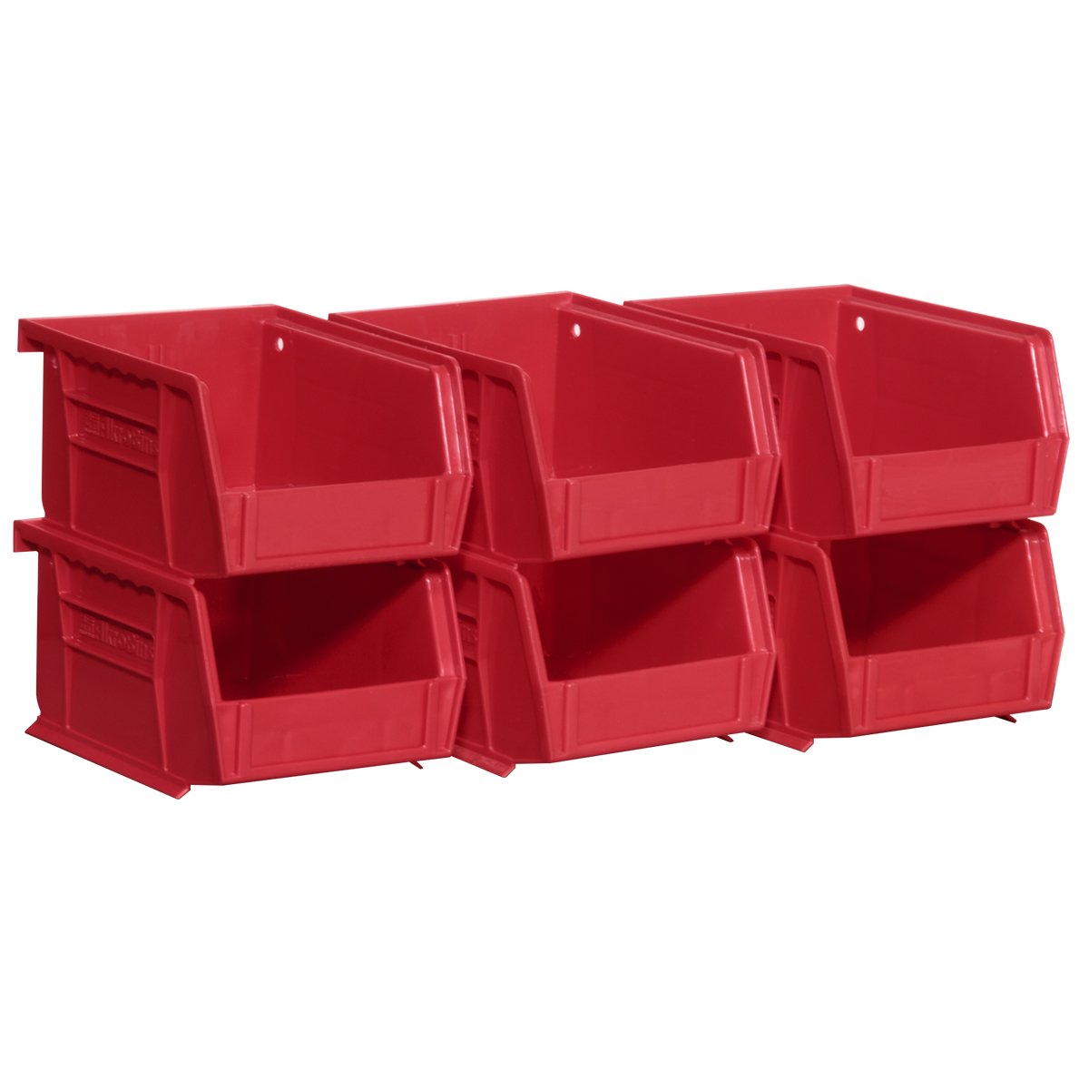 Akro-Mils 30210 AkroBins Plastic Hanging Stackable Storage Organizer Bin, (5-Inch x 4-Inch x 3-Inch), Red, 6-Pack