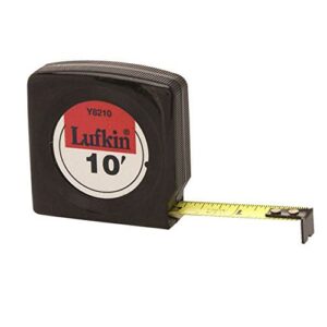 lufkin daymark 1/2" x 12' mezurall black case yellow clad economy power return tape measure - y8212