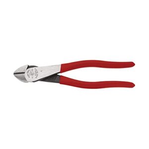 klein tools d248-8 pliers, diagonal cutting multi-purpose pliers with angled head, high-leverage design, and short jaw, 8-inch