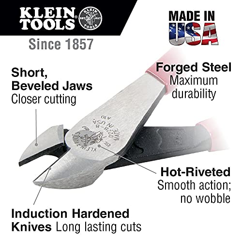 Klein Tools D2000-28 Pliers, Diagonal Cutting Pliers with Angled Head are Heavy-Duty to Cut ACSR, Screws, Nails, Most Hardened Wire, 8-Inch