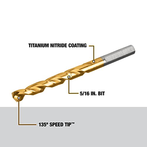 DEWALT DW1320 5/16-Inch Titanium Nitride Split Point Twist Drill Bit