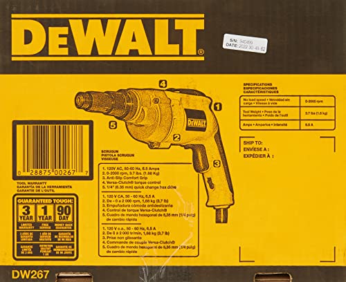 DEWALT Drywall Screw Gun, Variable Speed Reversible, 6.5-Amp (DW267)