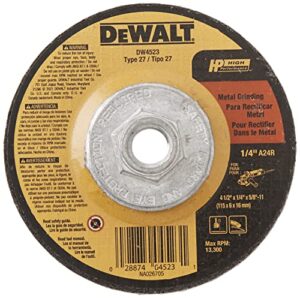 dewalt grinding wheel, general purpose for metal, 4-1/2-inch x 1/4-inch x 5/8-inch (dw4523)