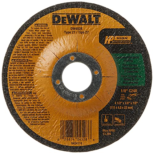 DEWALT 4-1/2" Cut Off Wheel, Concrete/Masonry, 4-1/2" x 1/8" x 7/8" (DW4528)