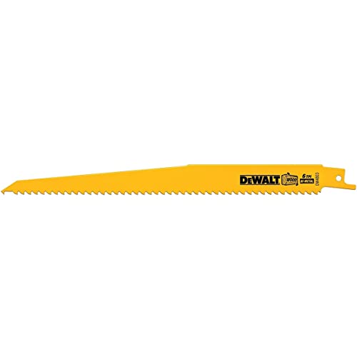 DEWALT Reciprocating Saw Blades, Tapered Back, Bi-Metal, 9-Inch 6-TPI, 5-Pack (DW4803)