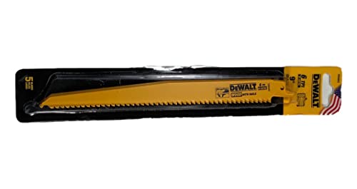 DEWALT Reciprocating Saw Blades, Tapered Back, Bi-Metal, 9-Inch 6-TPI, 5-Pack (DW4803)