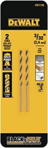 dewalt dw1106 3/32-inch black oxide split point twist drill bit (2-pack)