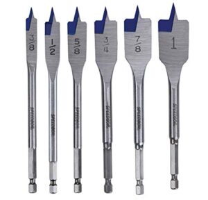 irwin speedbor spade wood drill bit, standard-length, 6-piece set (88886)