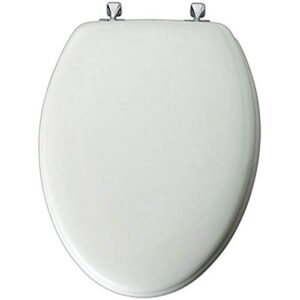 MAYFAIR 1844CP 000 Toilet Seat with Chrome Hinges will Never Come Loose, ELONGATE , White