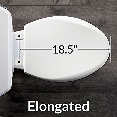 MAYFAIR 1844CP 000 Toilet Seat with Chrome Hinges will Never Come Loose, ELONGATE , White