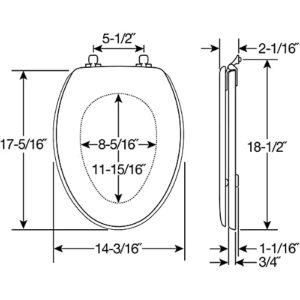 MAYFAIR 1844CP 000 Toilet Seat with Chrome Hinges will Never Come Loose, ELONGATE , White