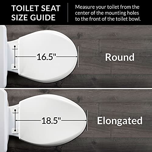 MAYFAIR 1844CP 000 Toilet Seat with Chrome Hinges will Never Come Loose, ELONGATE , White