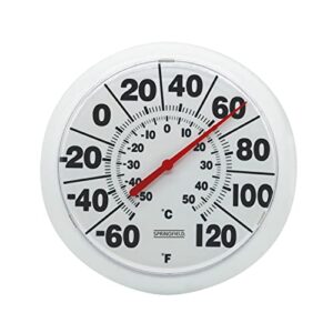 springfield indoor outdoor big bold thermometer, 8.5 inch, white