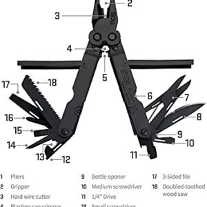 SOG Multitool - Powerlock Heavy Duty Multitool Pliers, Electrician Wire Cutter Multi Tool w/ Ballistic Nylon Multitool Sheath with Clip (S60N-CP)