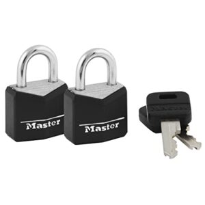 Master Lock 121T Padlock, Covered Aluminum Lock, 3/4 in. W, Black, 1-Pack, 2-Count