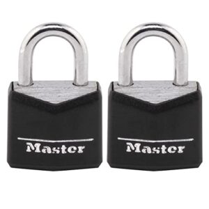 master lock 121t padlock, covered aluminum lock, 3/4 in. w, black, 1-pack, 2-count