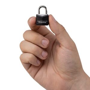 Master Lock 121T Padlock, Covered Aluminum Lock, 3/4 in. W, Black, 1-Pack, 2-Count