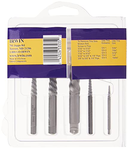 IRWIN Screw Extractor for Spiral Screws, 5-Piece (53535)